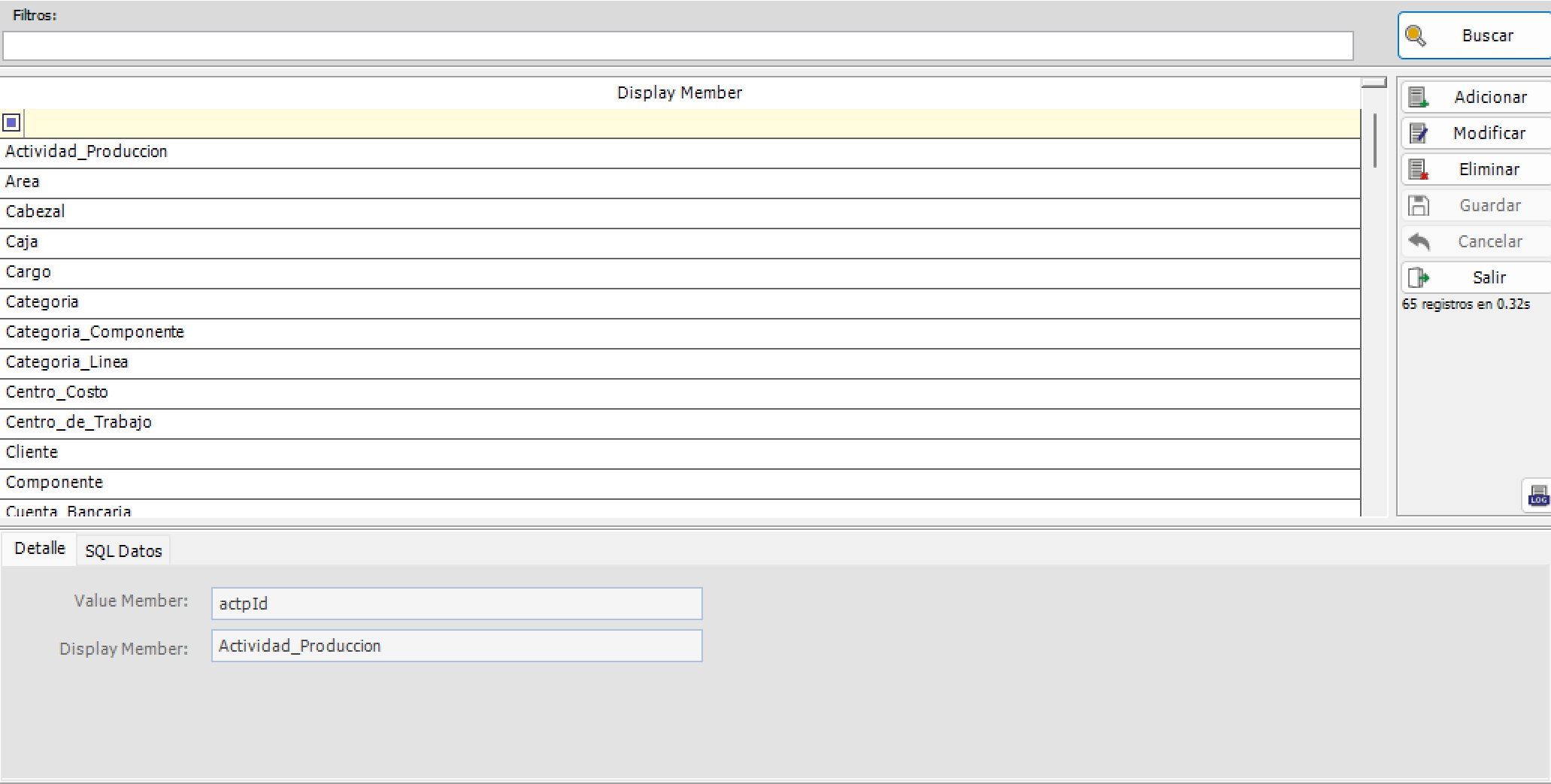 Mantenimiento de Filtros de Consultas - Brilo ERP Docs