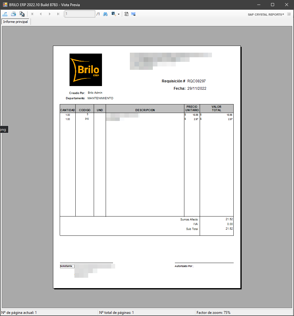 Requisiciones de Compra - Brilo ERP Docs