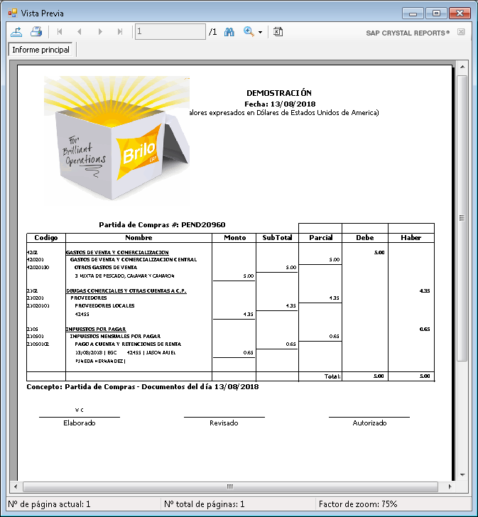 Partidas - Brilo ERP Docs