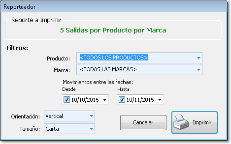 Salidas por Producto por Marca - Brilo ERP Docs