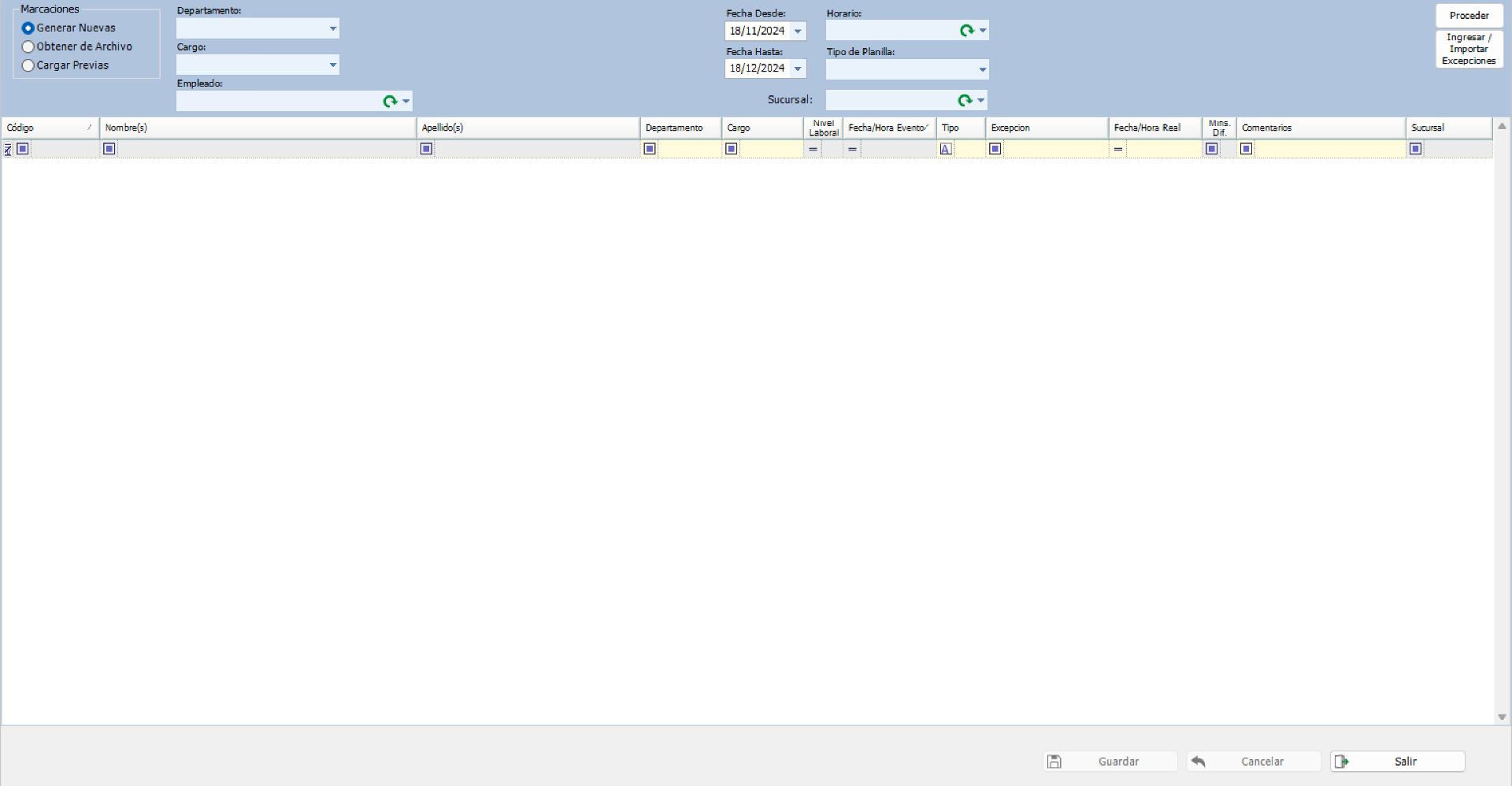 Marcaciones - Brilo ERP Docs