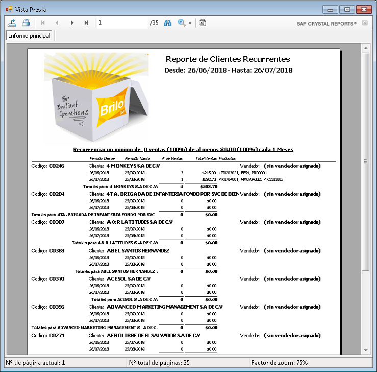 Clientes Recurrentes - Brilo ERP Docs